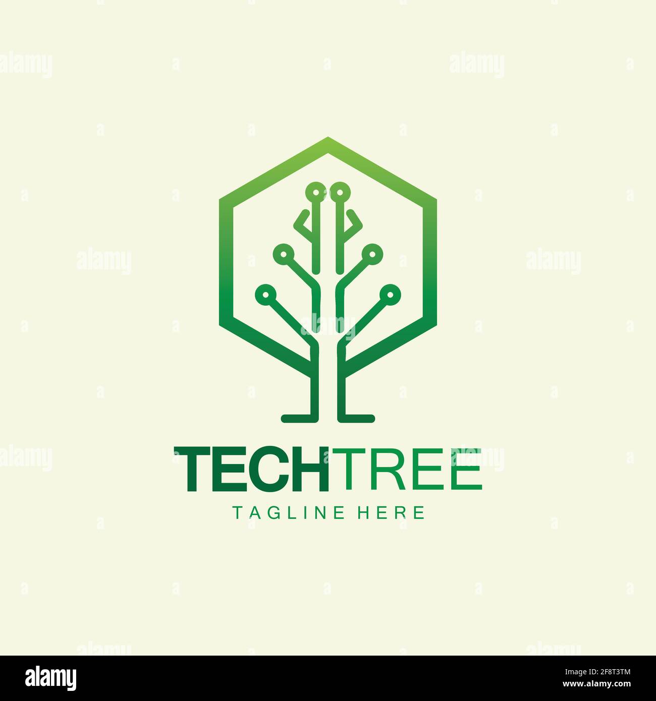 tech tree logo concept,green network technology logo vector.tech tree ...
