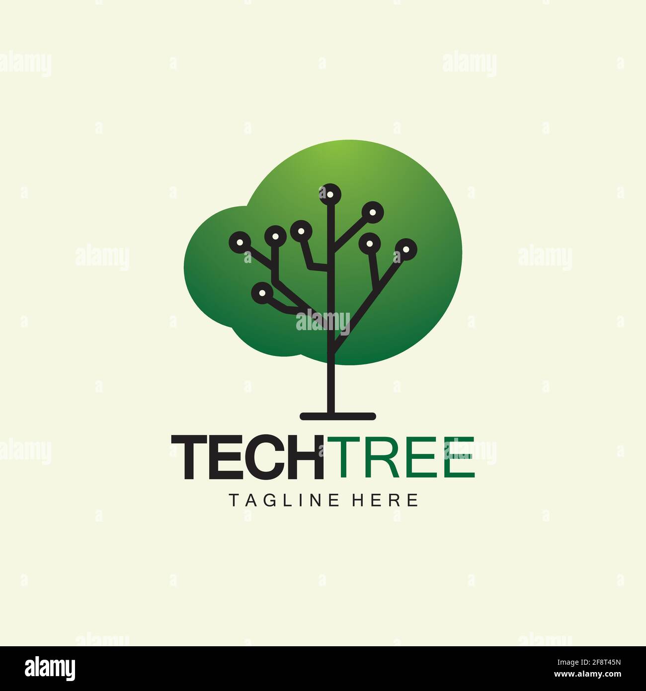 tech tree logo concept,green network technology logo vector.tech tree ...