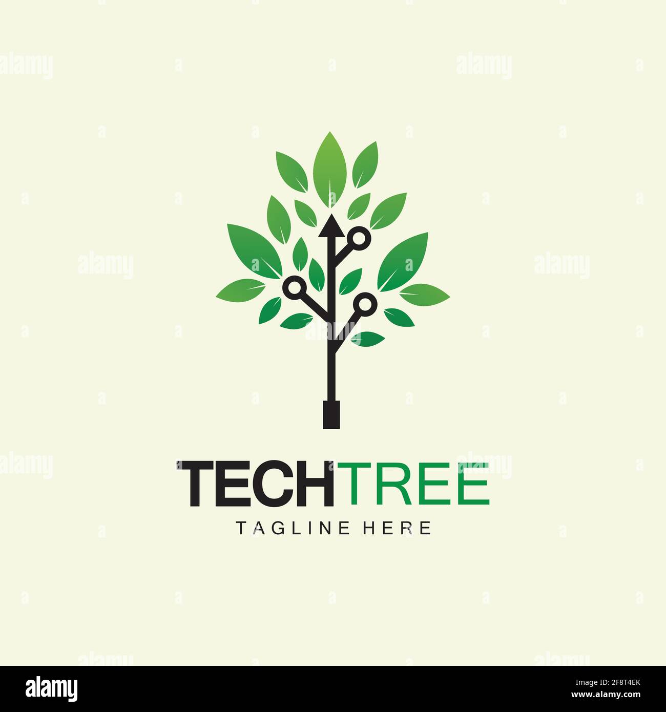 tech tree logo concept,green network technology logo vector.tech tree ...
