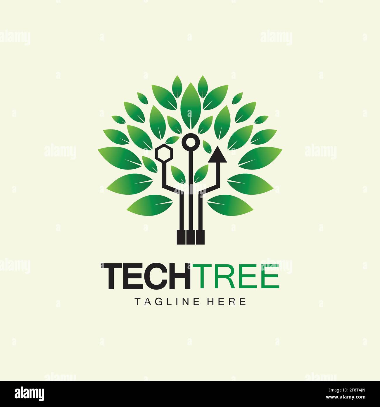 tech tree logo concept,green network technology logo vector.tech tree ...