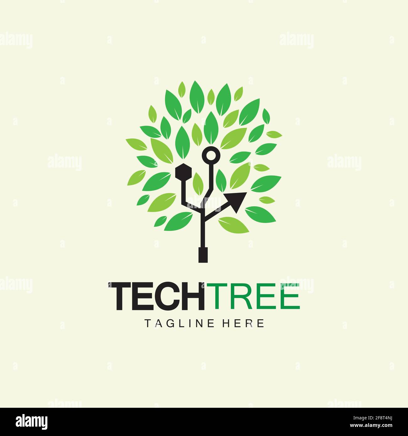 tech tree logo concept,green network technology logo vector.tech tree ...