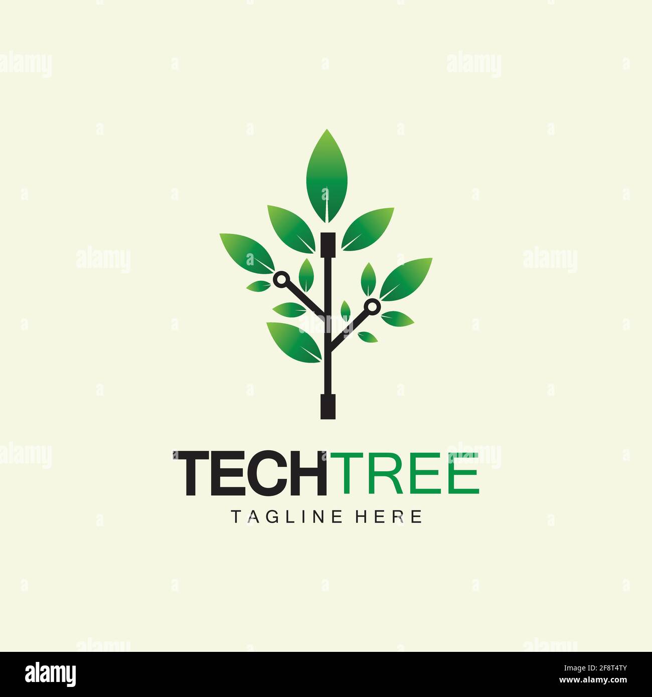 tech tree logo concept,green network technology logo vector.tech tree ...