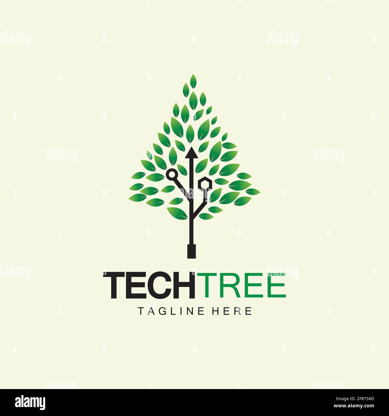 tech tree logo concept,green network technology logo vector.tech tree ...
