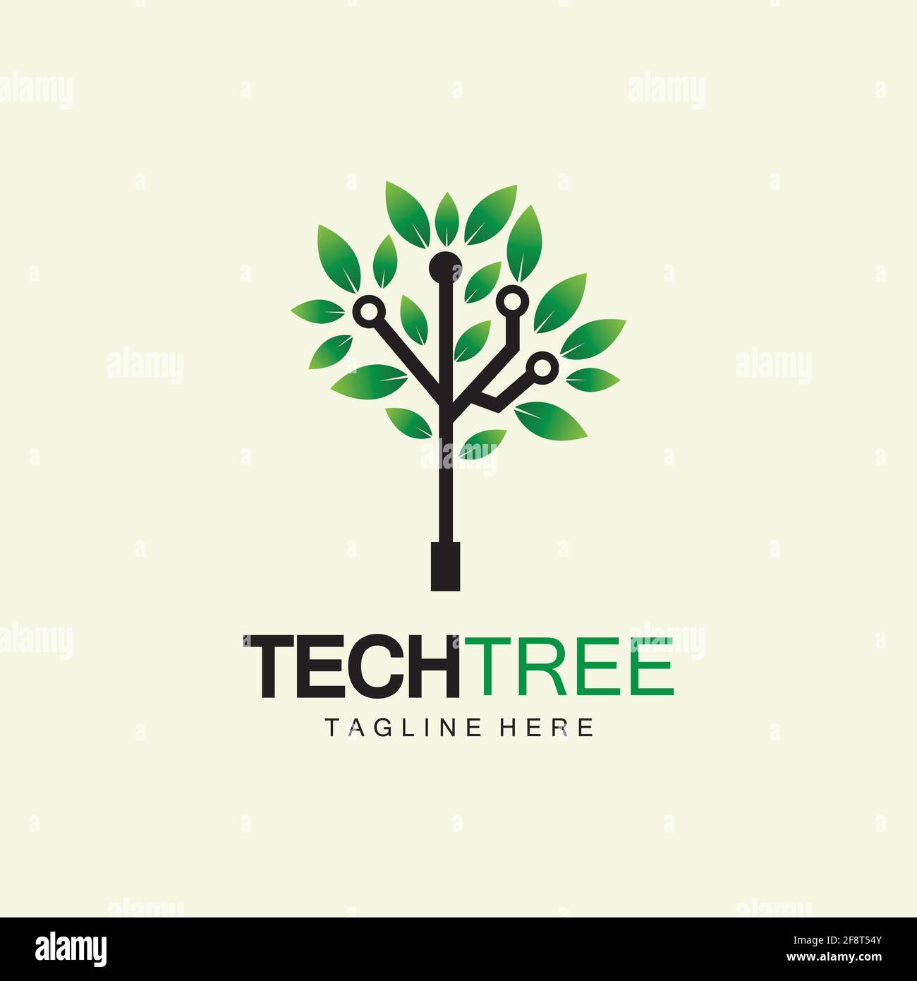 tech tree logo concept,green network technology logo vector.tech tree ...