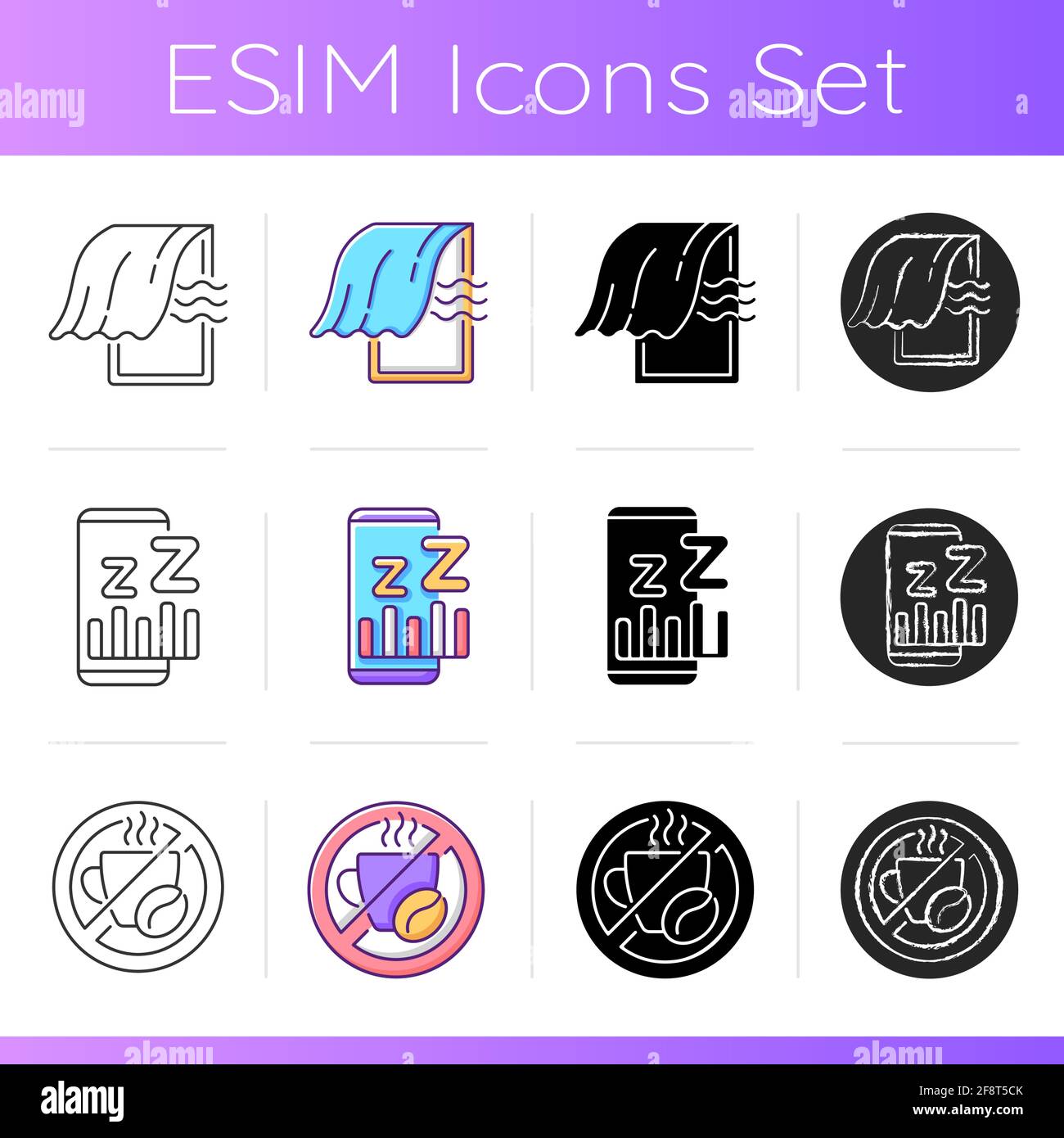 Improve sleep hygiene icons set Stock Vector Image & Art - Alamy