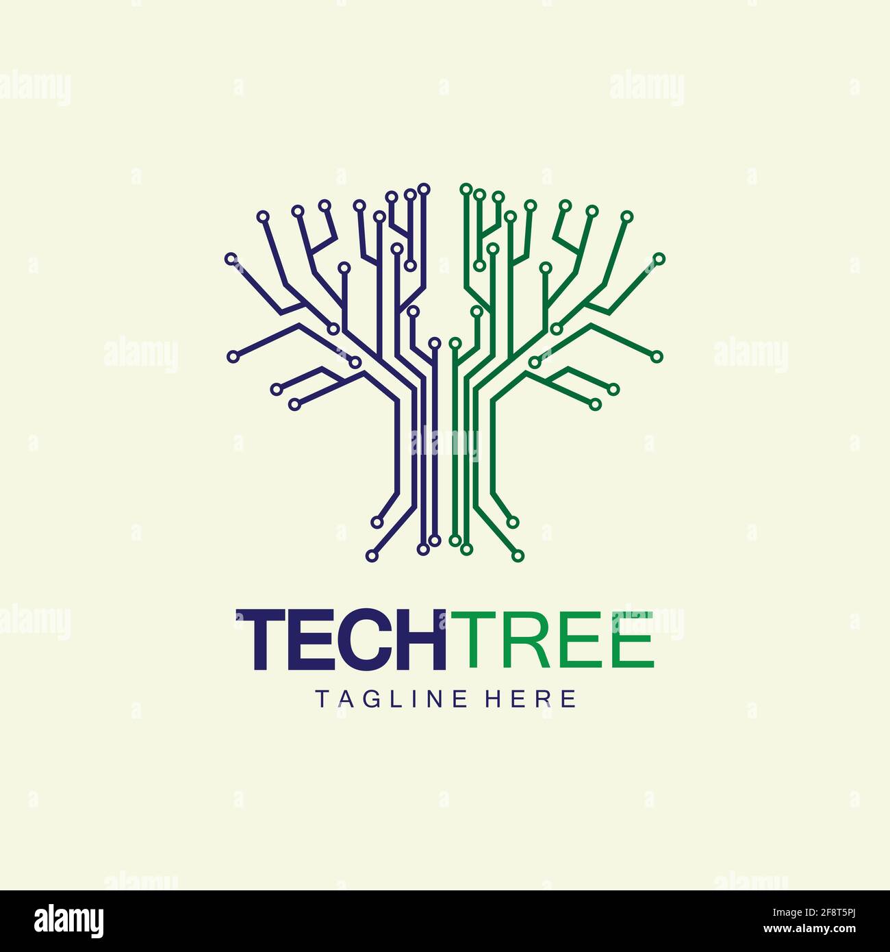 tech tree logo concept,green network technology logo vector.tech tree ...