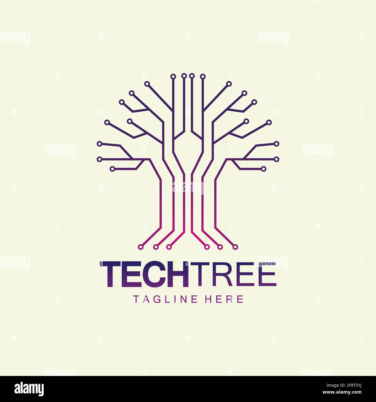 tech tree logo concept,green network technology logo vector.tech tree ...