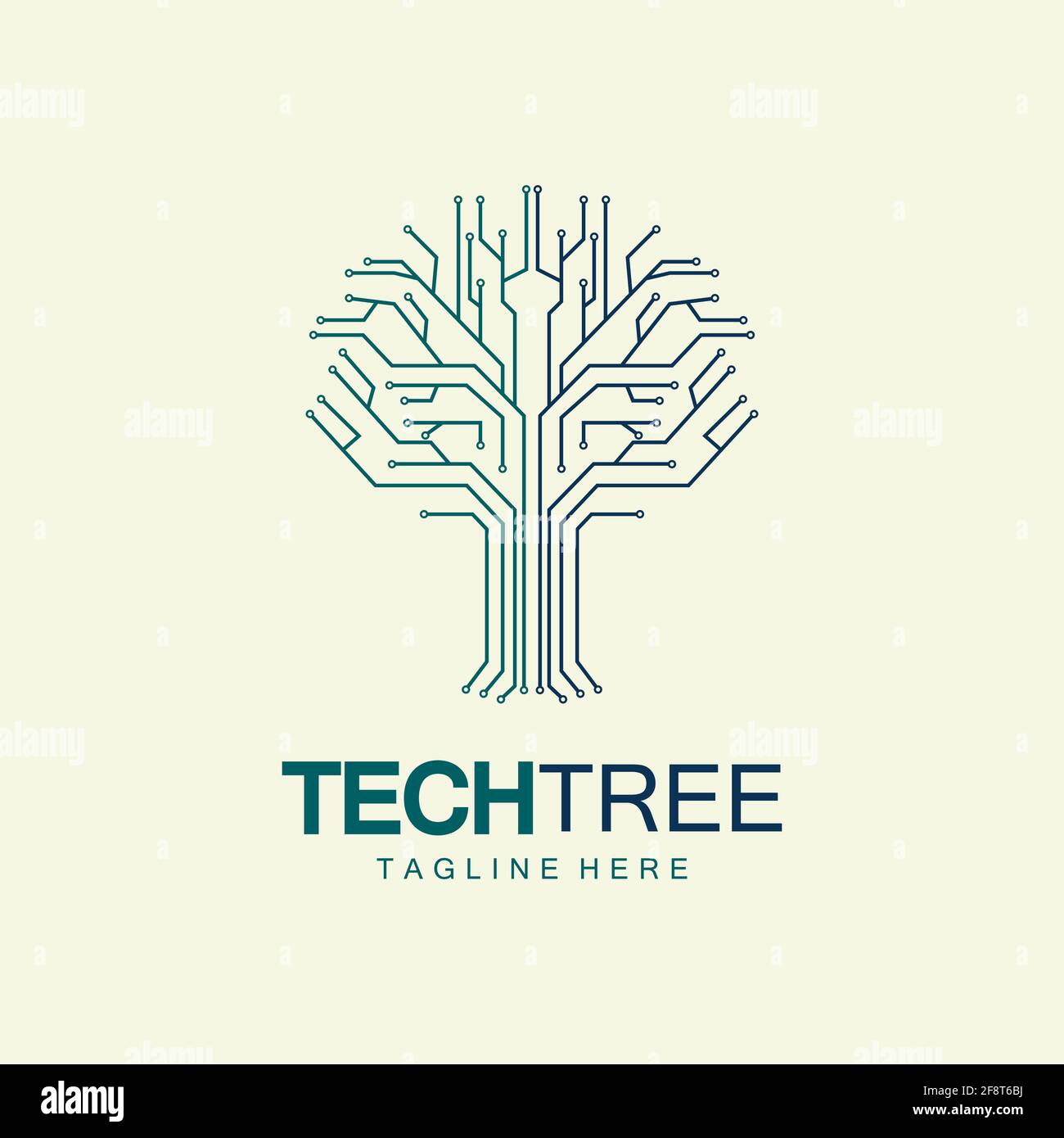 tech tree logo concept,green network technology logo vector.tech tree ...