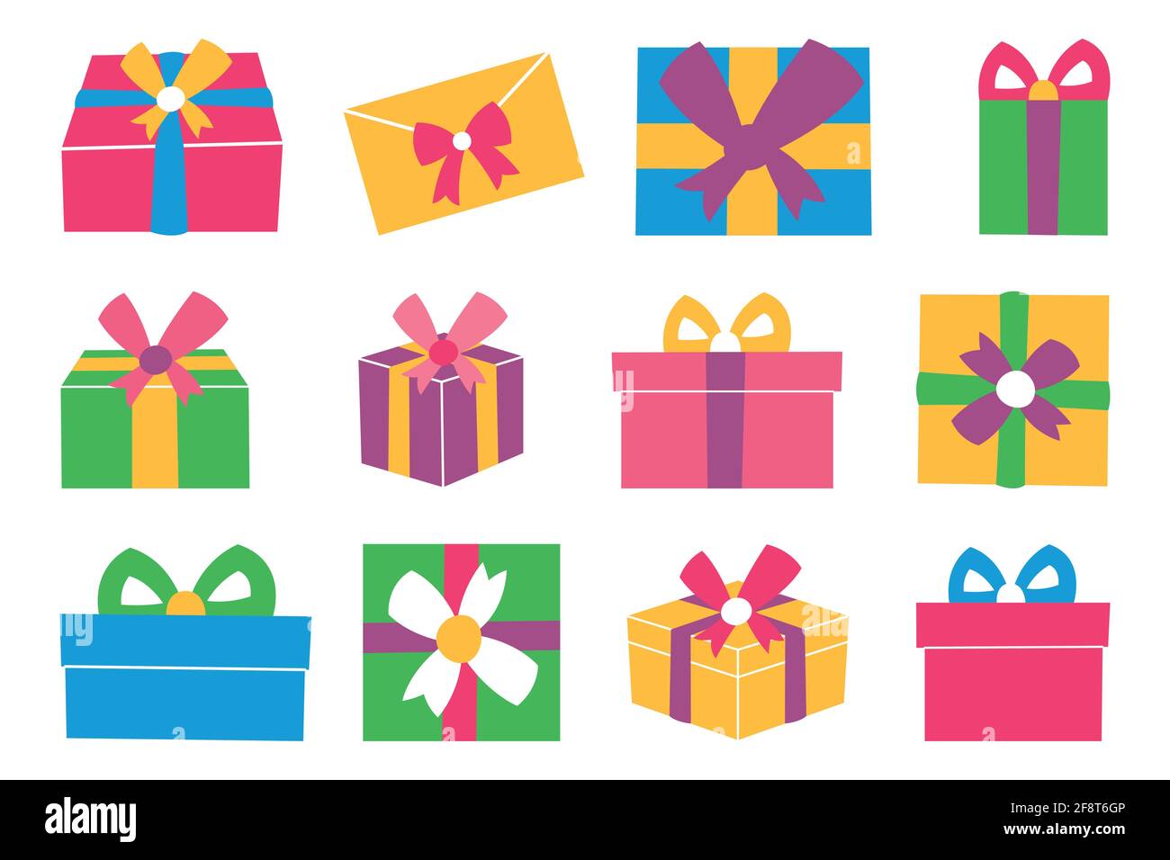Vector set of various gift boxes. Flat design over white background ...