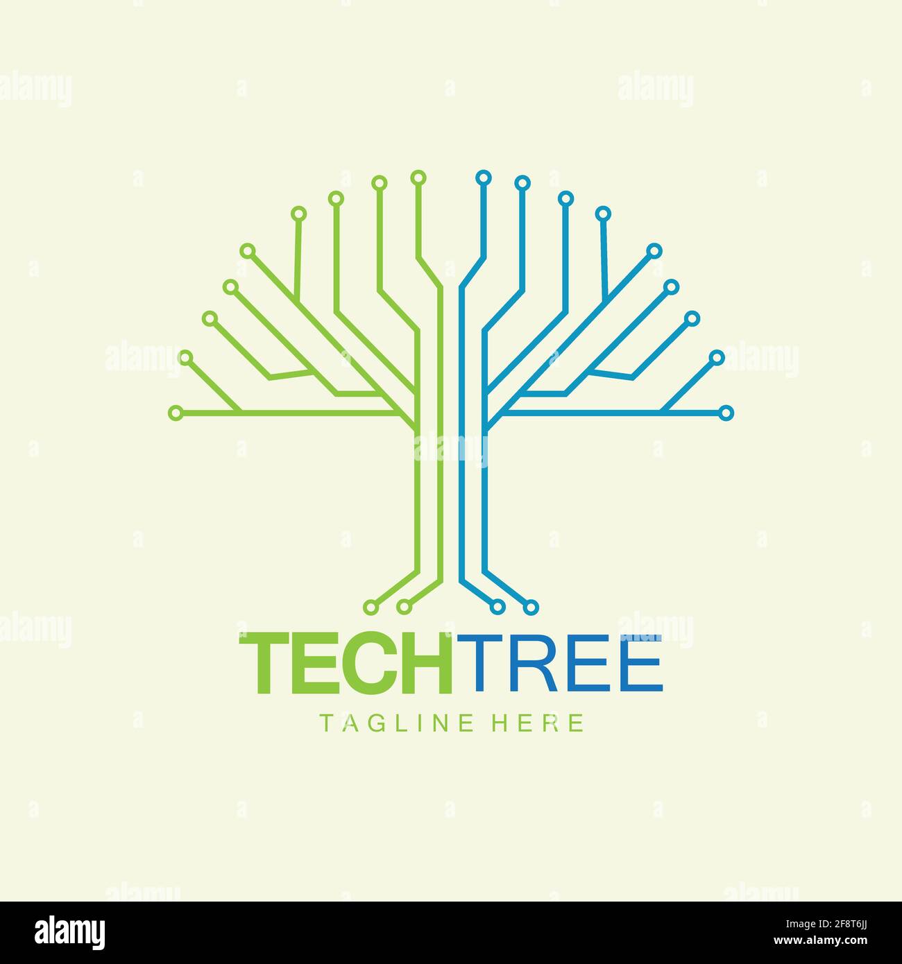 tech tree logo concept,green network technology logo vector.tech tree ...