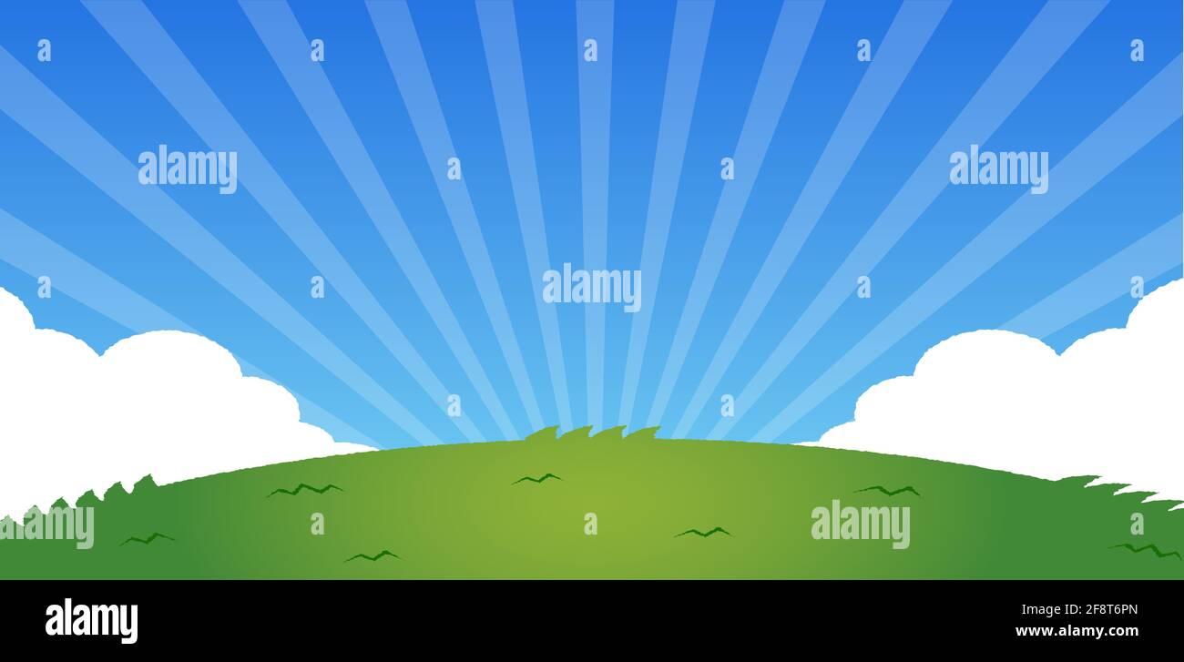 Blue sky and grass Square banner illustration | text space Stock Vector ...