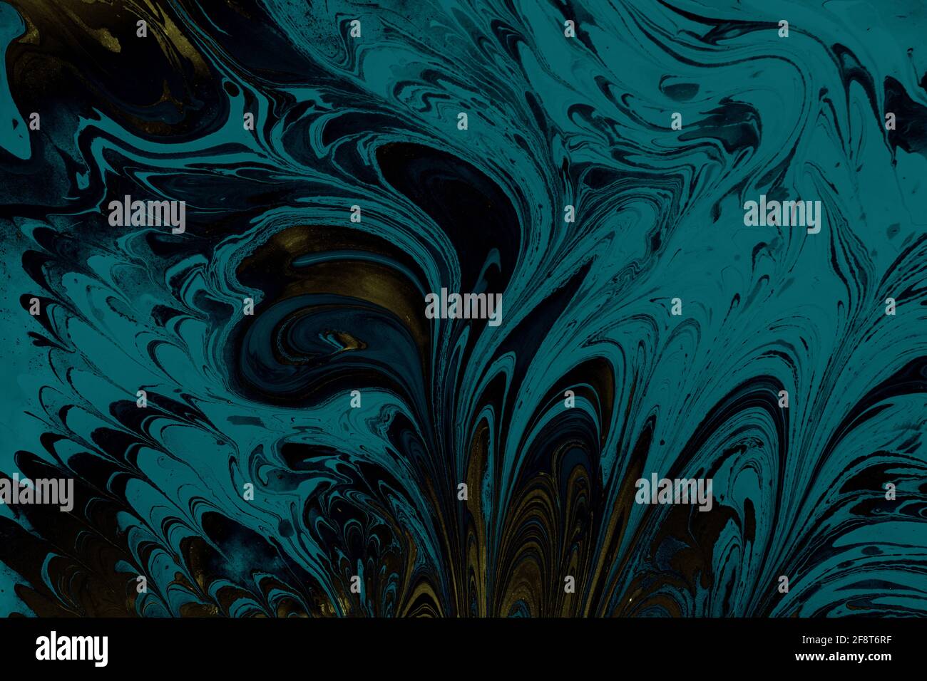 Watercolor painting in turquoise and black for abstract backgrounds ...