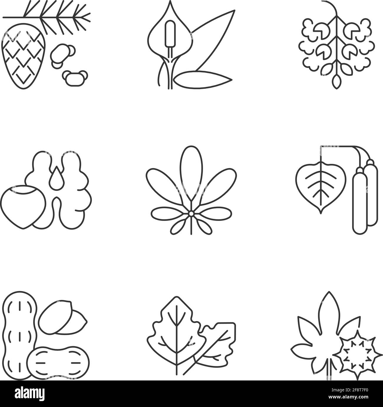 Allergens and allergy causes linear icons set Stock Vector Image & Art ...