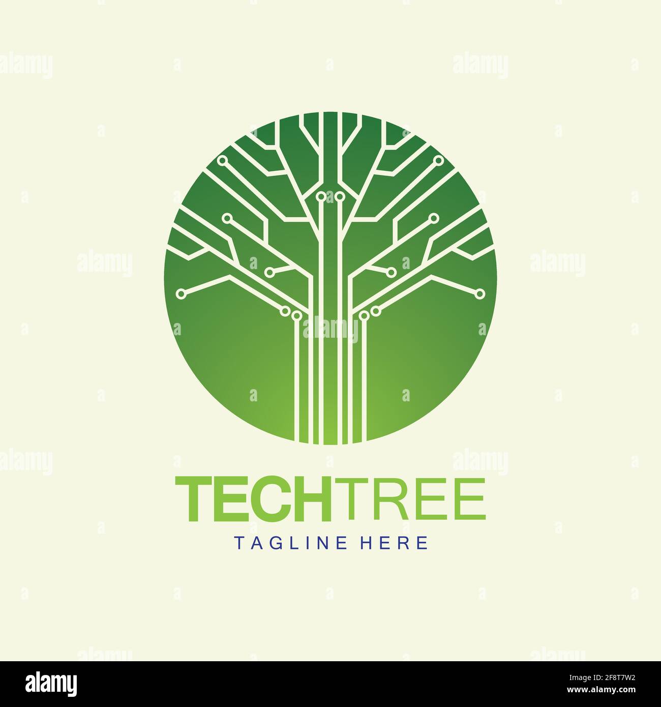 tech tree logo concept,green network technology logo vector.tech tree ...