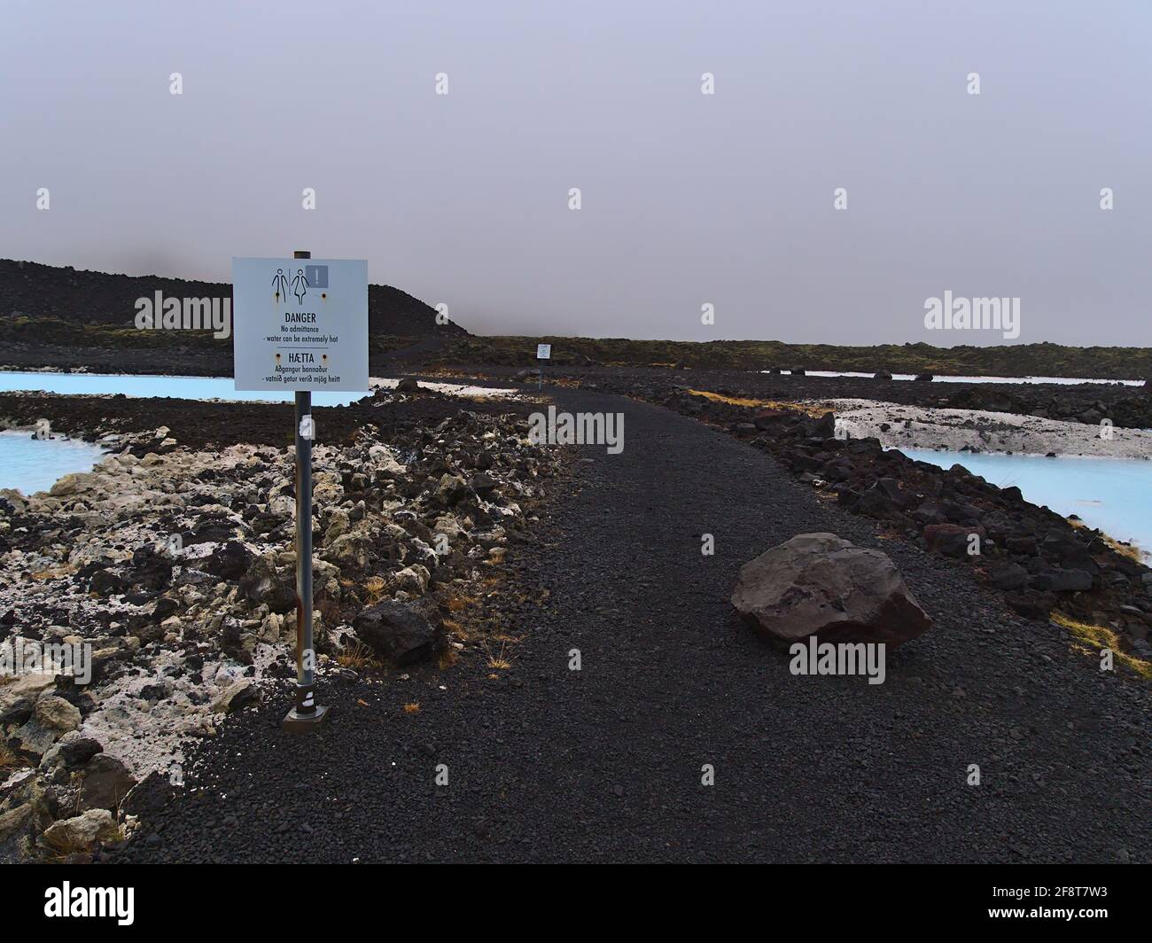 Warning sign near tourist resort Blue Lagoon informing about the high ...
