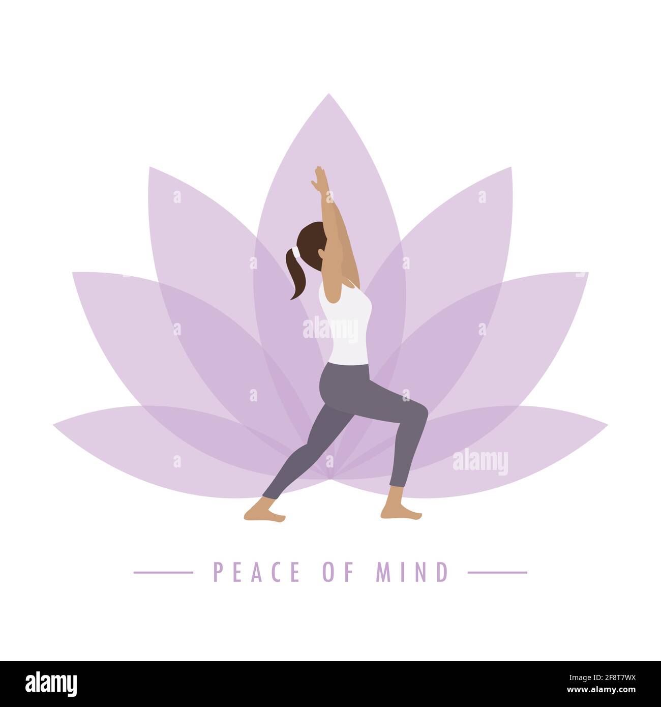yoga girl on colorful lotus flower background peace of mind Stock ...