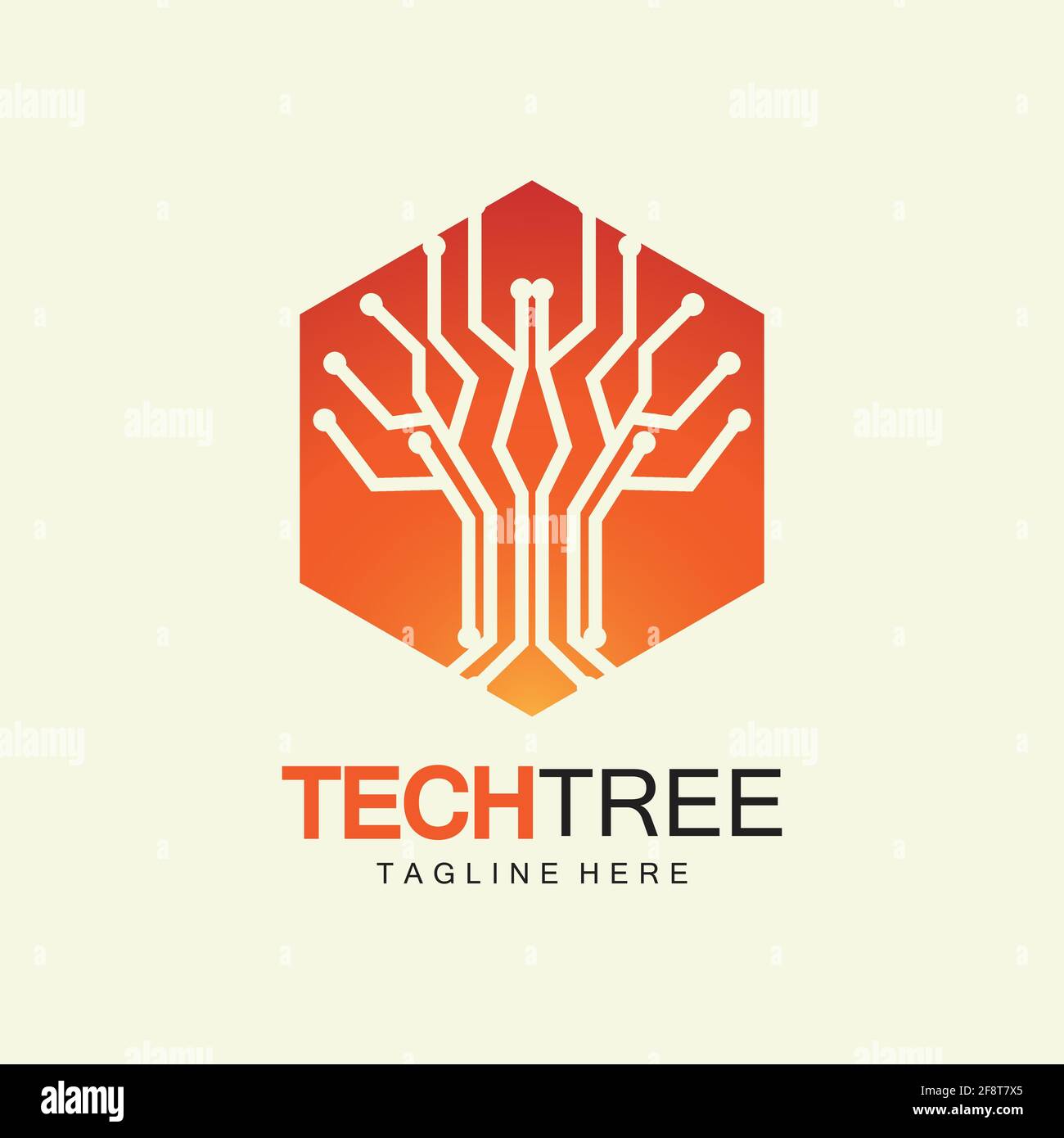 tech tree logo concept,green network technology logo vector.tech tree ...