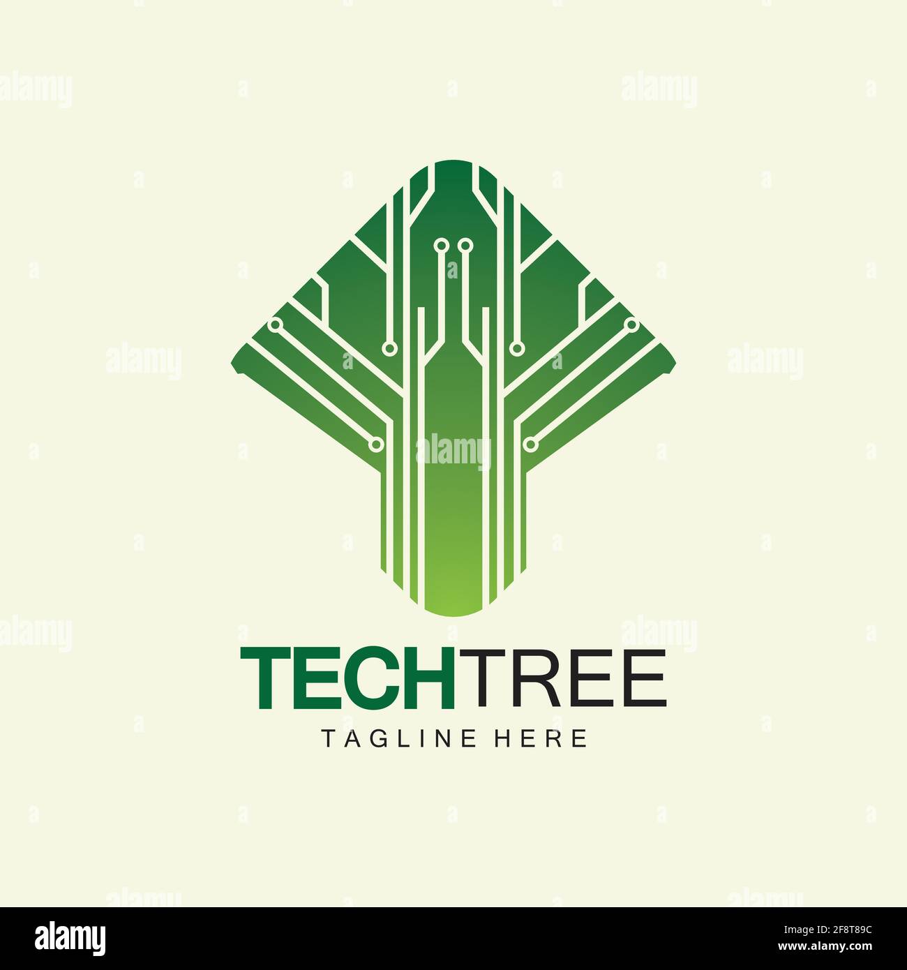 tech tree logo concept,green network technology logo vector.tech tree ...
