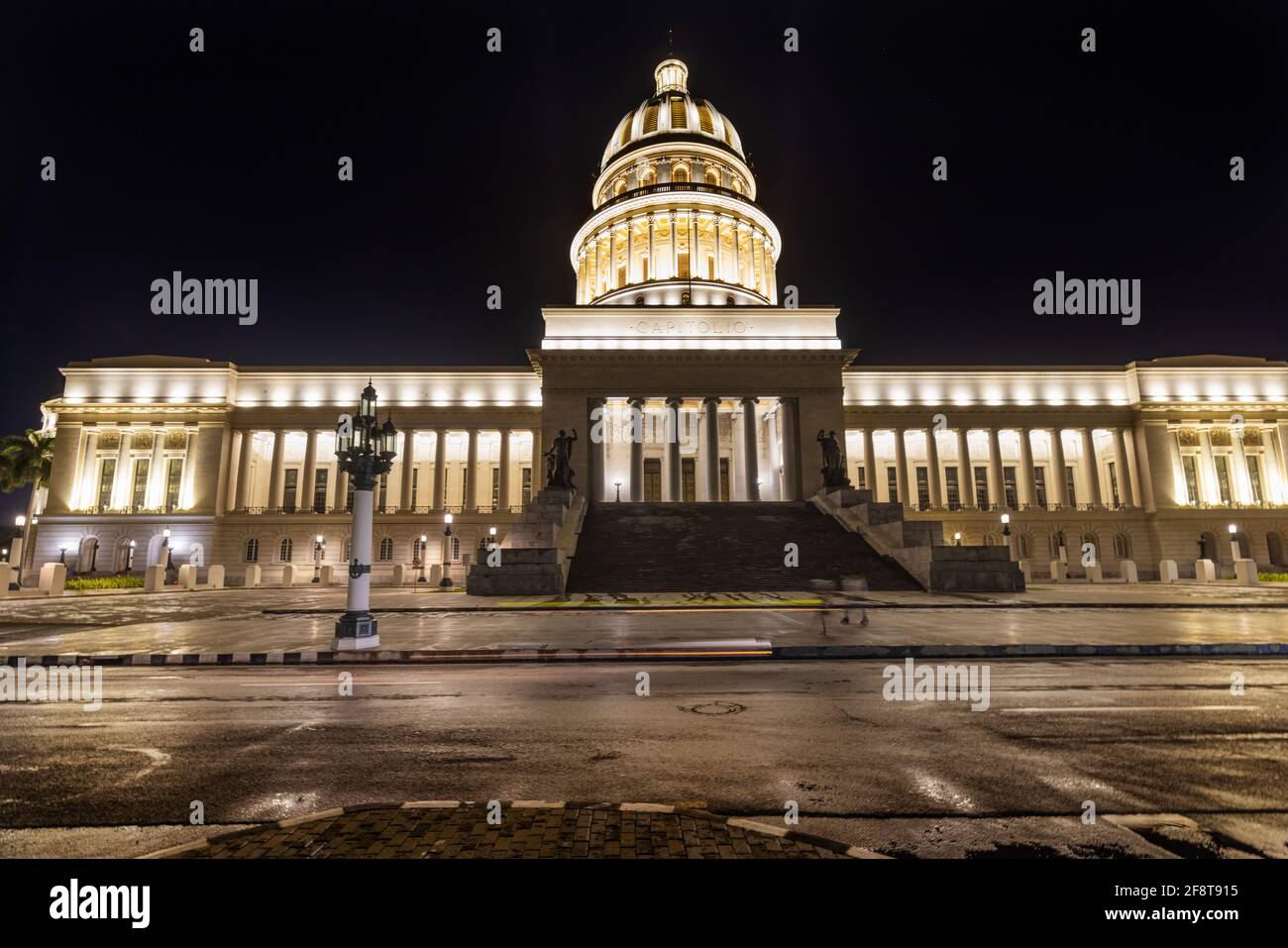 National Capital Building (El Capitolio) at night in Havana, Cuba Stock ...