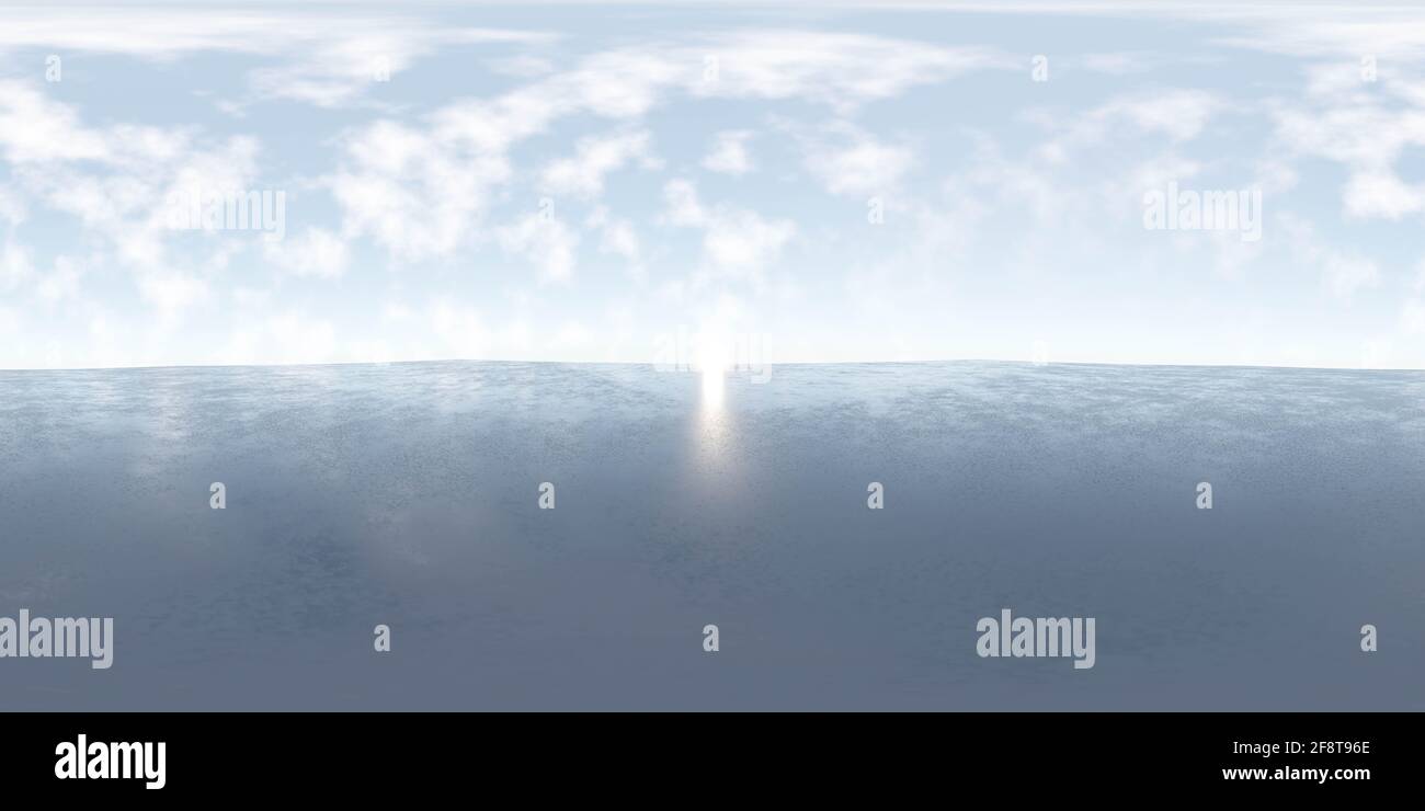 360 procedural sky panorama with clouds and sunset sun rise 3d render ...