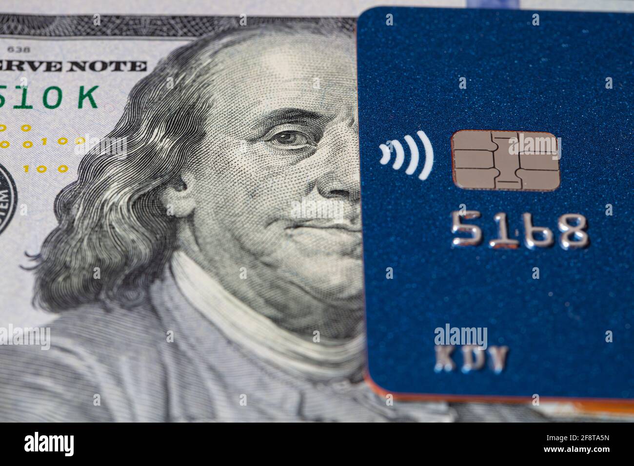 Debit card and US 100 dollar banknote for design purpose Stock Photo ...