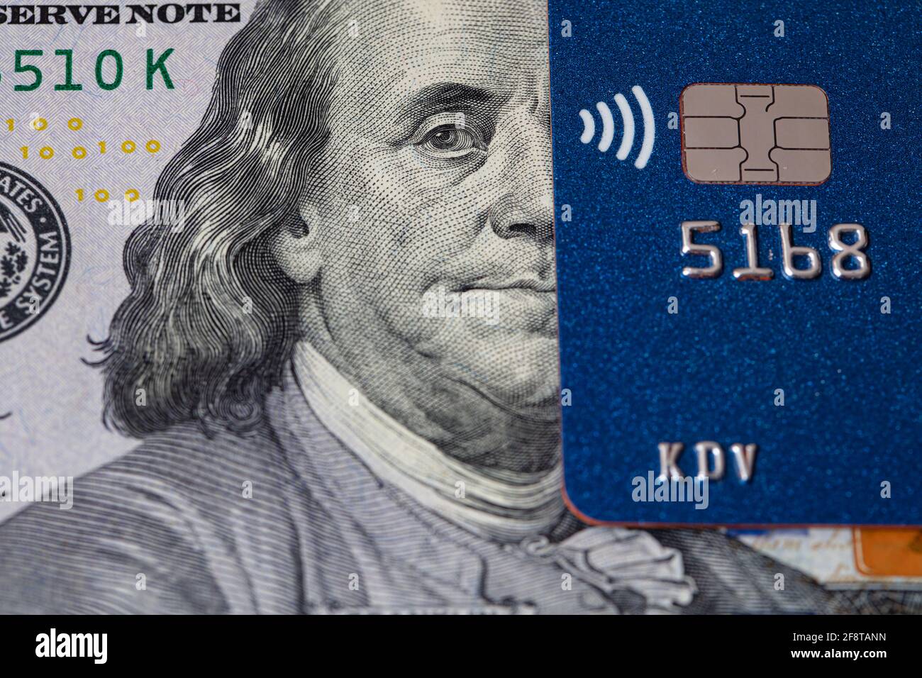 Debit card and US 100 dollar banknote for design purpose Stock Photo ...