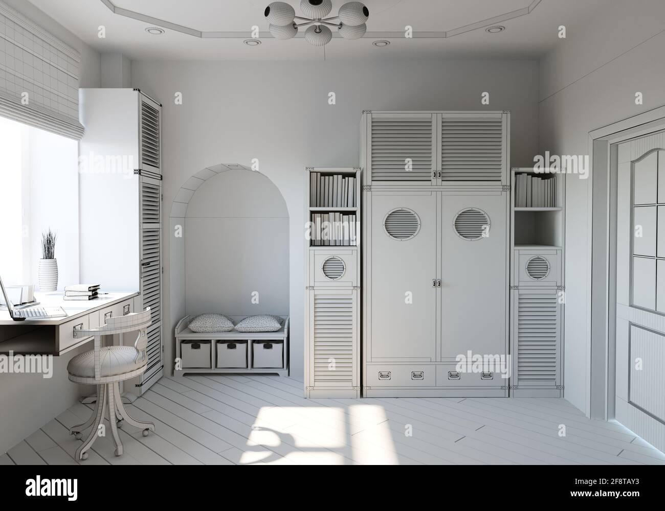 children's room, child's room, interior visualization, 3D illustration ...