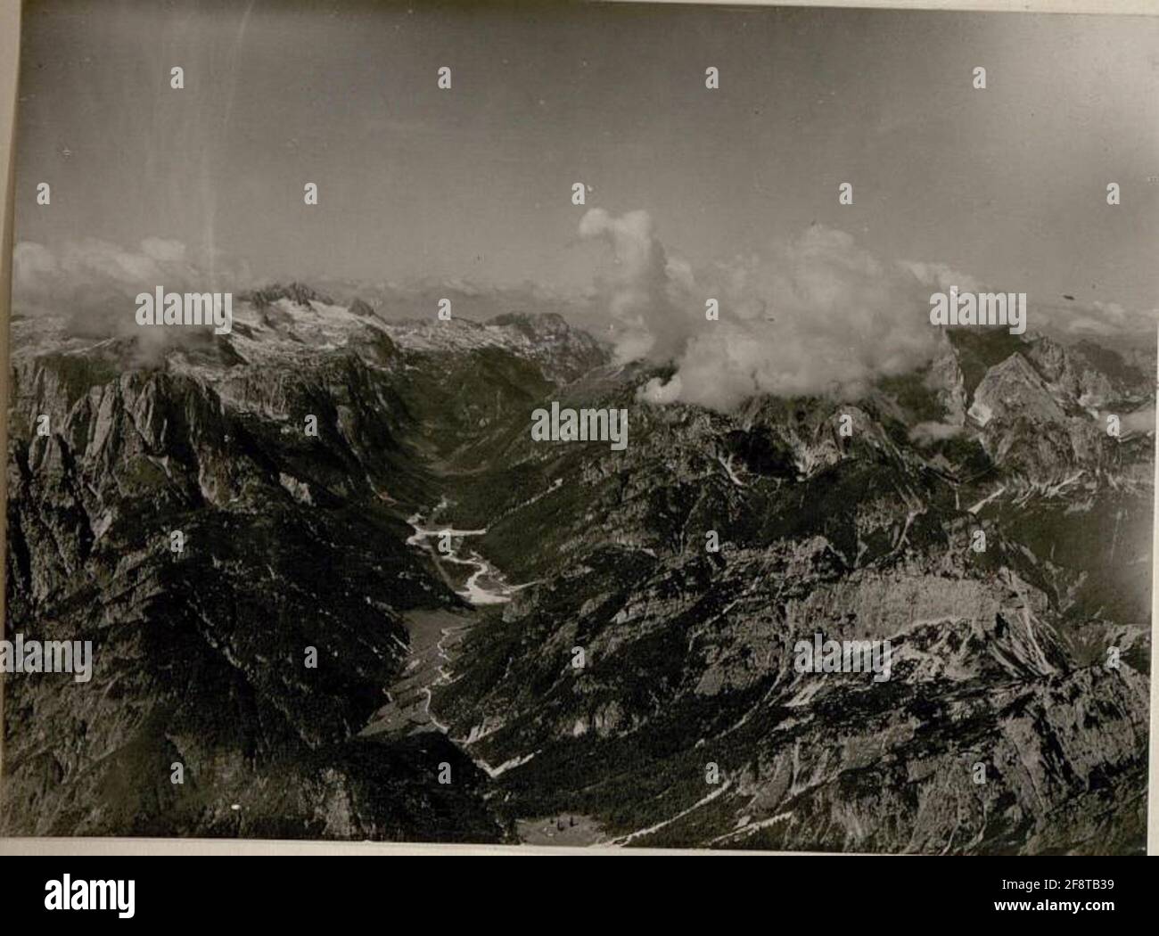 Panorama of Mangart against the south, southwest u. West Stock Photo ...