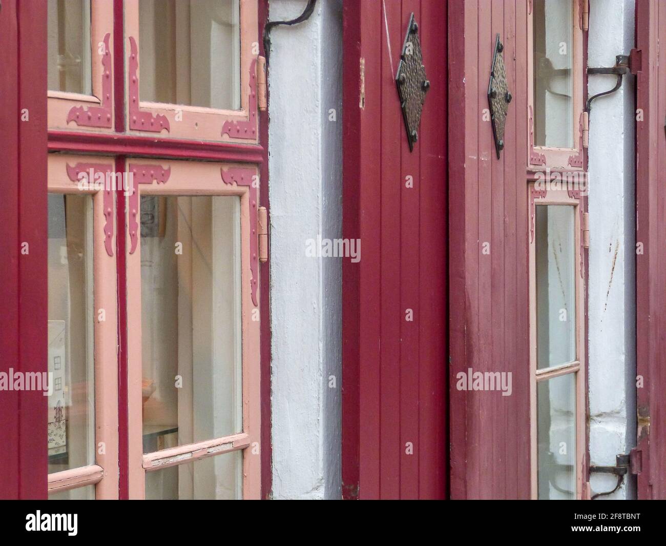 red wooden window in old town of tallinn Stock Photo - Alamy