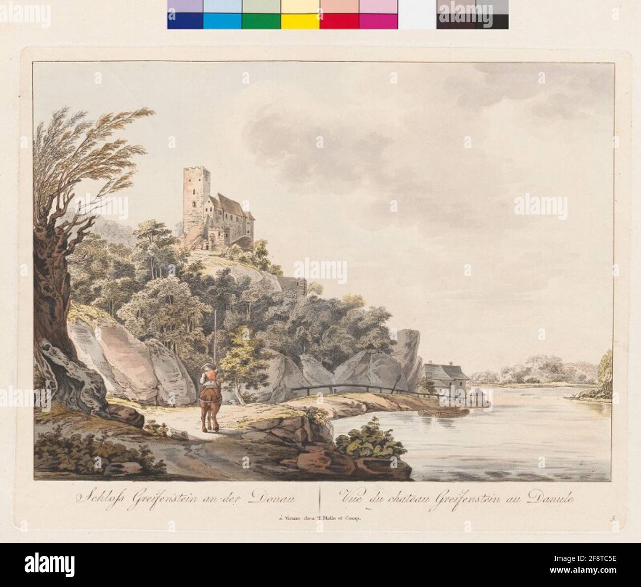 Ground stone at the Danube. Vue du Chateau Greifenstein au Danube Stock ...