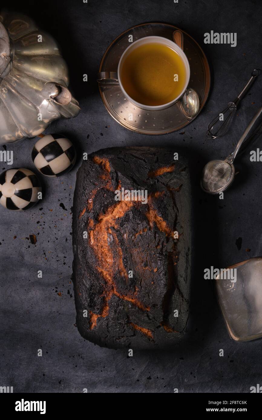Dark food photography , baked bread brown and black. Moody morning food ...