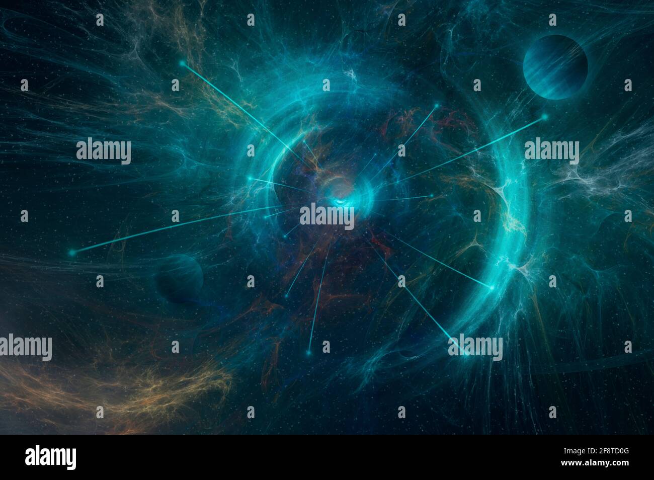 A science fiction concept. Looking at a portal appearing in front of a ...