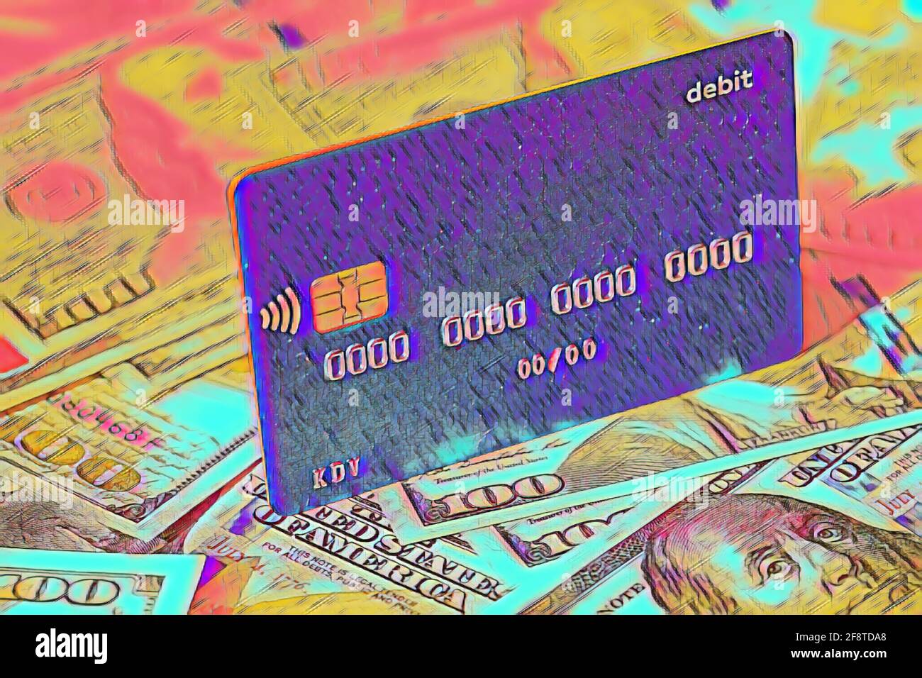 Debit card and US 100 dollar banknote for design purpose Stock Photo ...