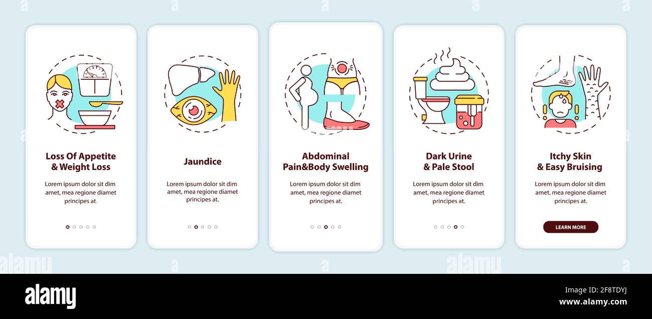 Liver disease symptoms onboarding mobile app page screen with concepts Stock Vector Image & Art ...