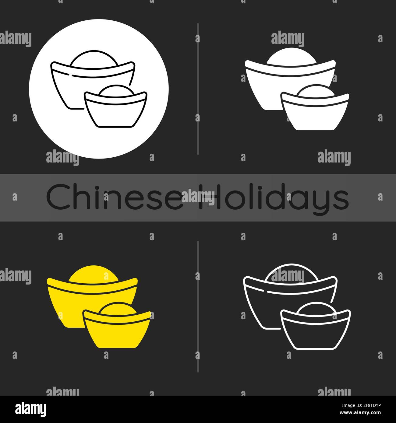 Chinese gold ingots dark theme icon Stock Vector Image & Art - Alamy