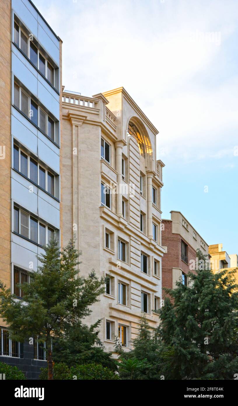 Tehran, Iran. Contemporary apartment buildings in north Tehran Stock ...