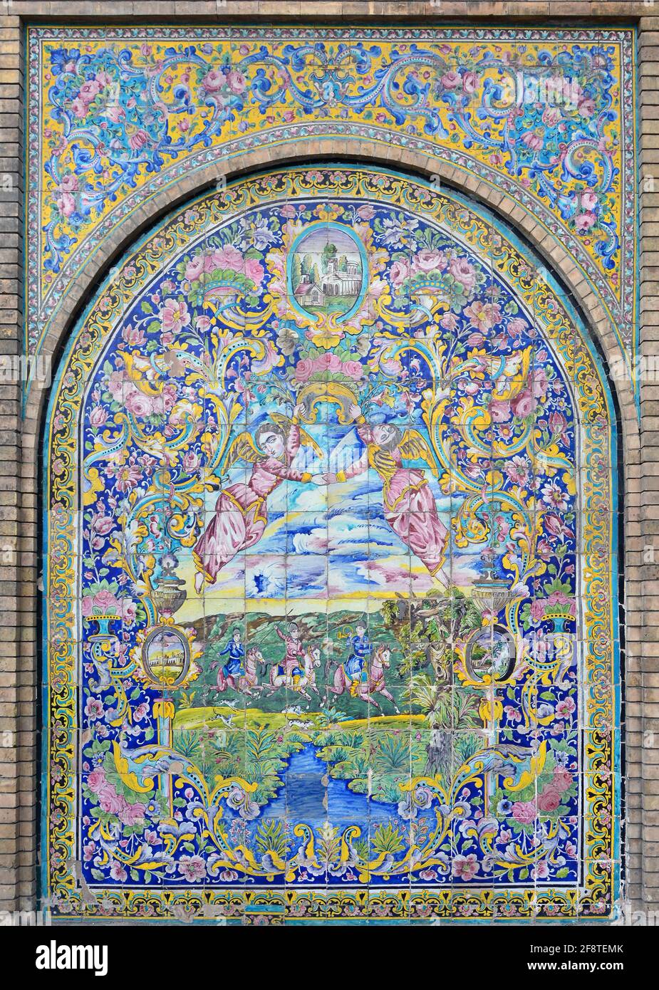 Elaborate mural tilework in Golestan Palace in Tehran, Iran Stock Photo ...