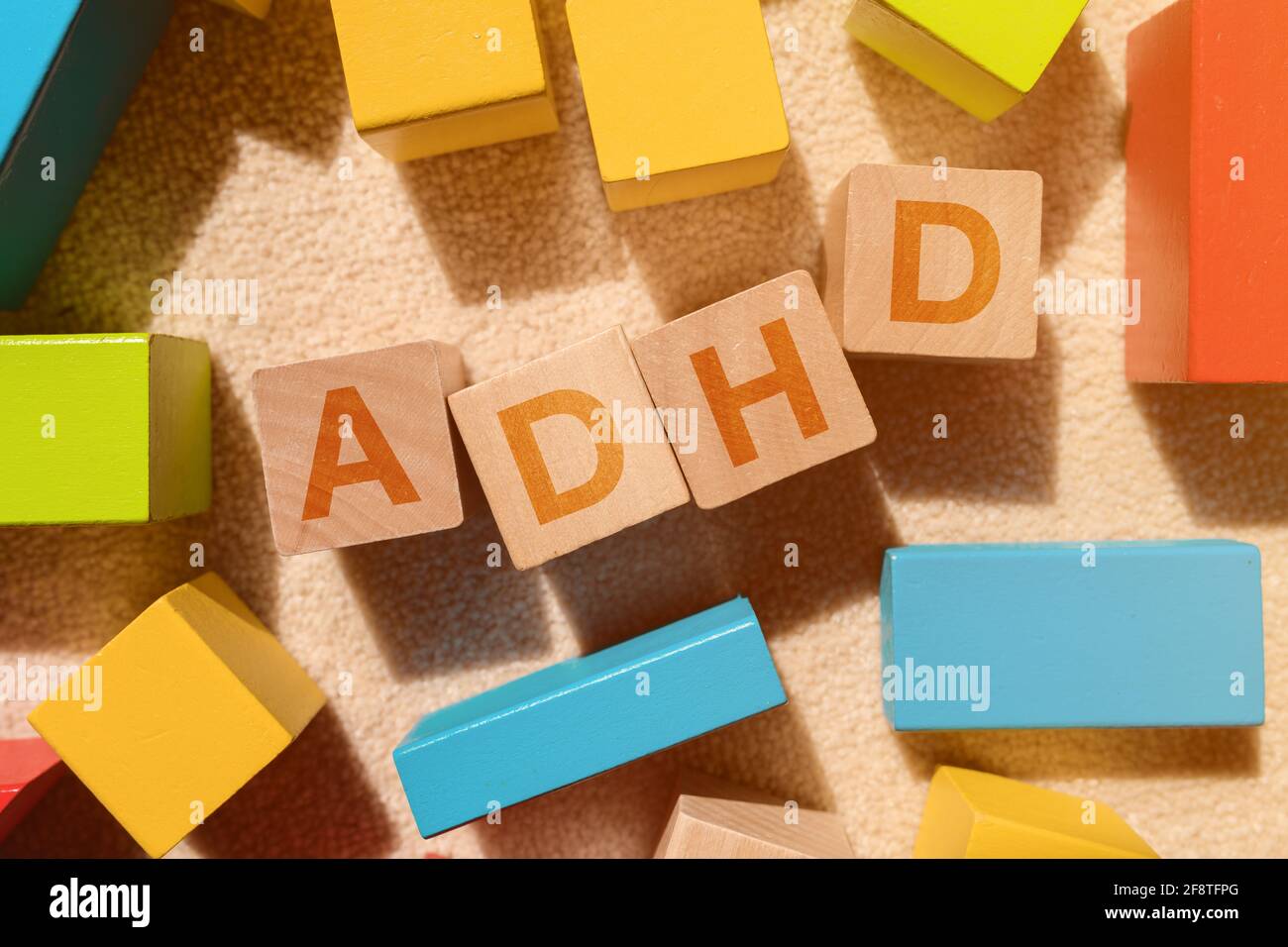 ADHD - Attention deficit hyperactivity disorder concept, top view flat ...