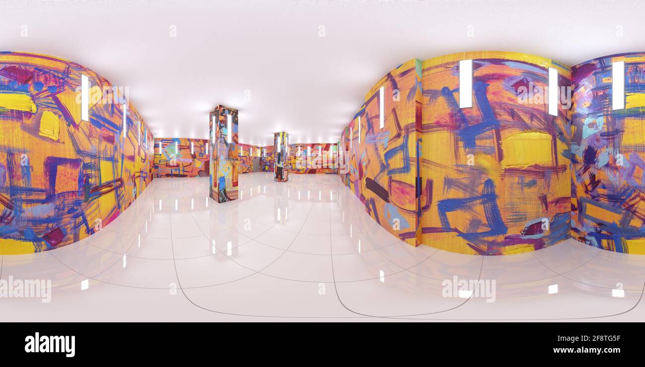 interior visualization, spherical panorama, 3D illustration Stock Photo ...