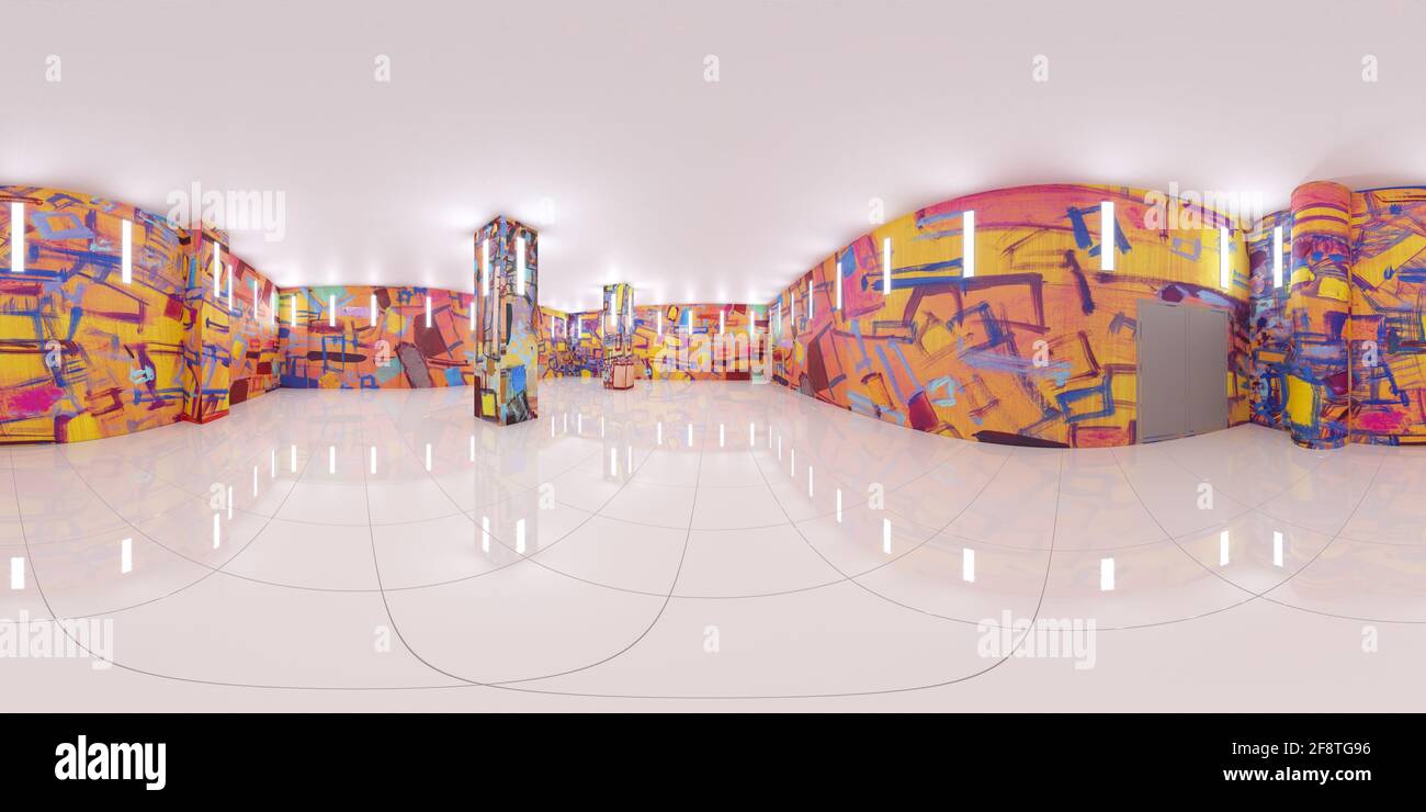 interior visualization, spherical panorama, 3D illustration Stock Photo ...