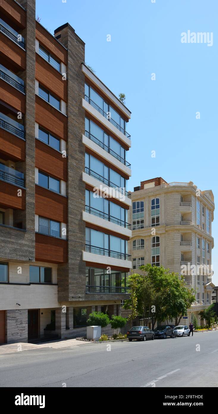 Tehran, Iran. Contemporary apartment buildings in north Tehran Stock ...