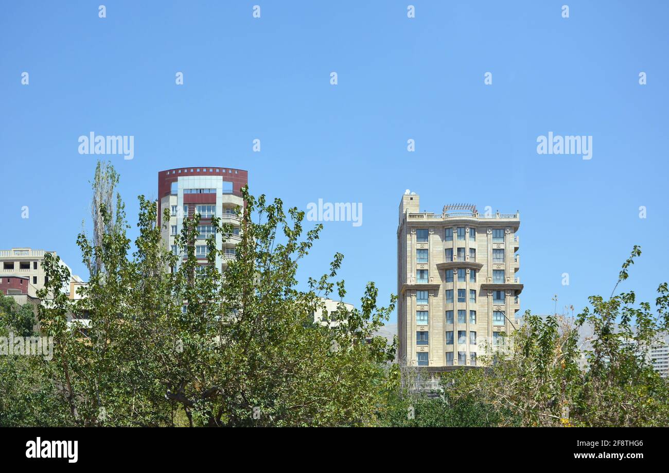 Tehran, Iran. Contemporary apartment buildings in north Tehran Stock ...