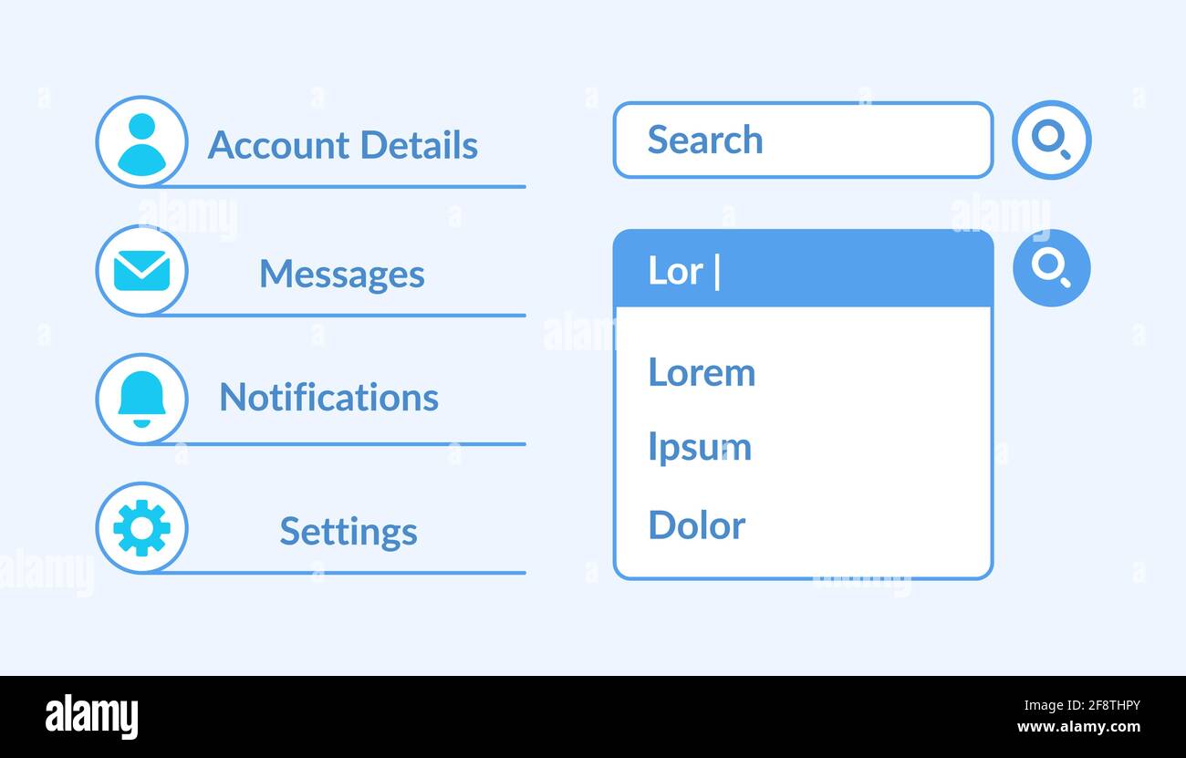 Online banking account settings UI elements kit Stock Vector Image ...