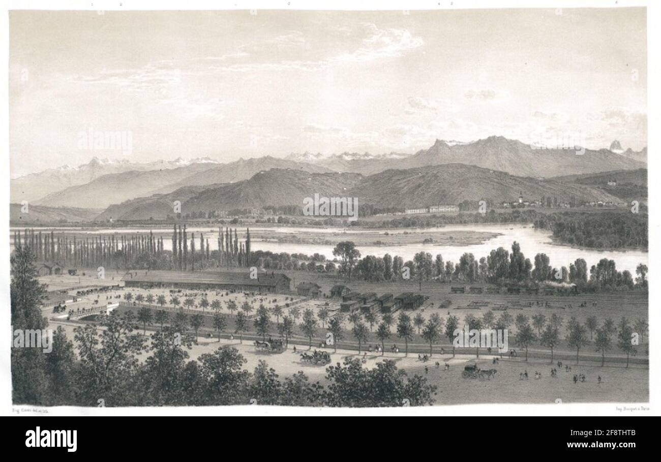 Panorama of the Pyrenees. (Overview of the Royal Square in Pau Stock ...