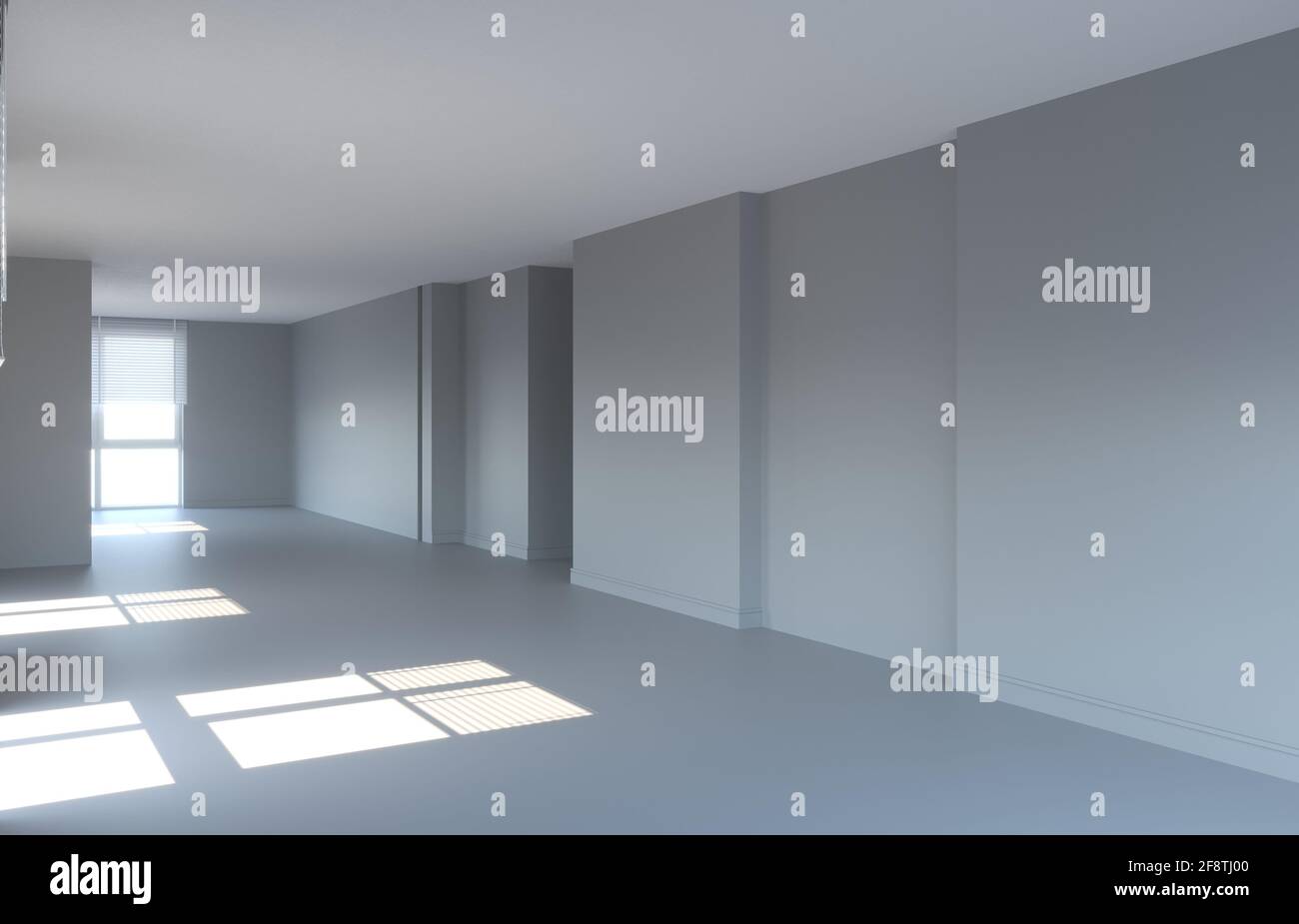 visualization of a large empty interior, 3D illustration Stock Photo ...