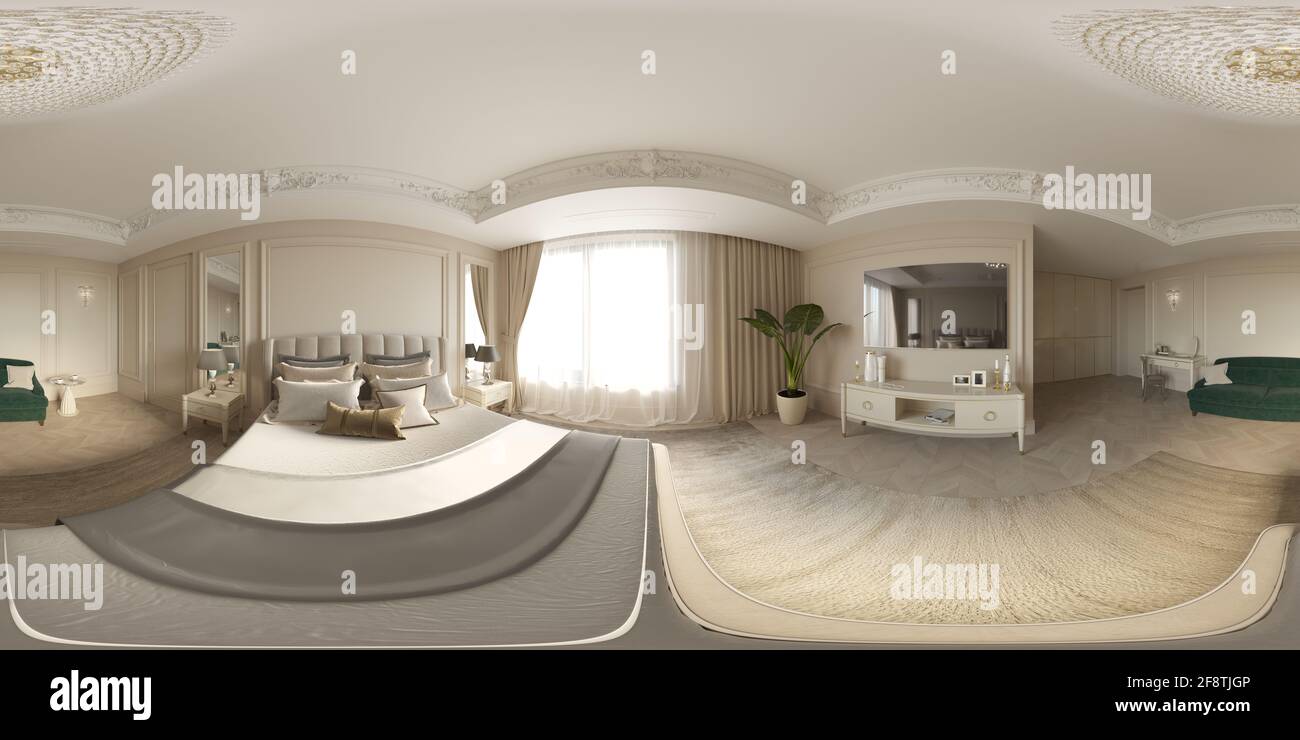interior visualization, spherical panorama, 3D illustration Stock Photo ...