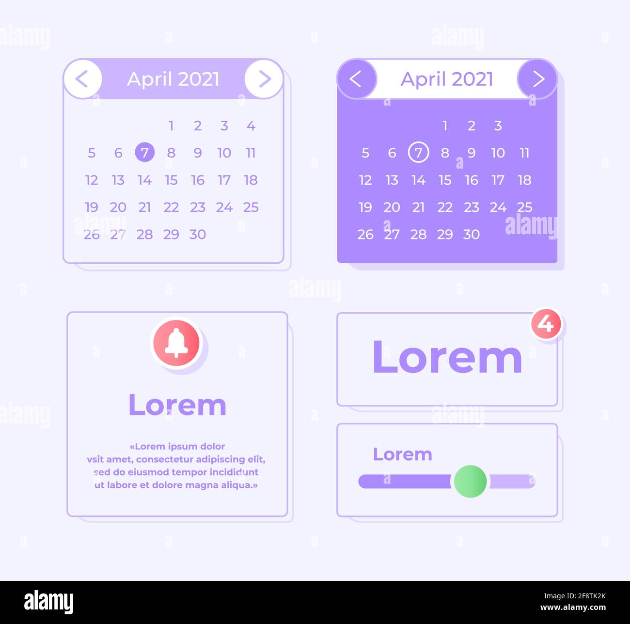 Monthly calendar UI elements kit Stock Vector Image & Art - Alamy