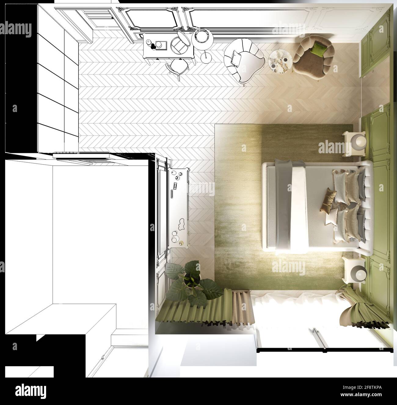 modern apartment interior, 3D illustration Stock Photo - Alamy