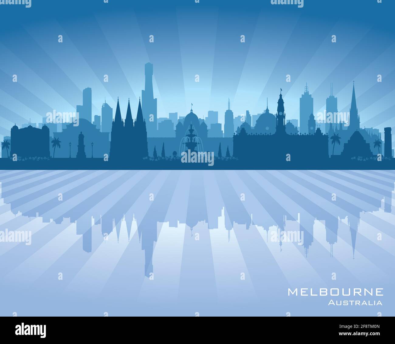 Melbourne Australia city skyline vector silhouette illustration Stock ...