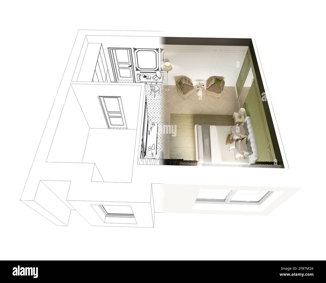 modern apartment interior, 3D illustration Stock Photo - Alamy